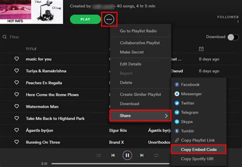 how to embed spotify playlists on website