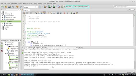 blinking a led using mplab x pic16f877a services embedded support