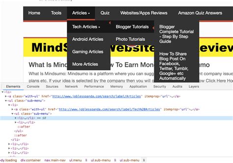 html my submenu of menu bar not getting visible stack overflow