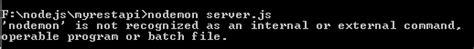 node js nodemon is not recognized as an internal command error in