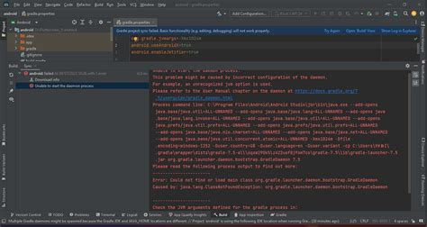 unable to start the daemon process unrecognized jvm option is used