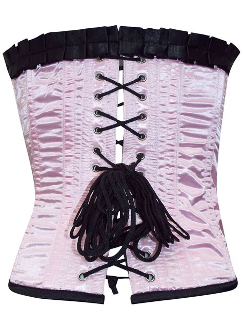 Wholesale Gothic Dress Up Corsets Pink Strapless Lace Ribbon Waist