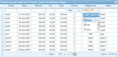 jquery excel like filtering in jqgrid stack overflow