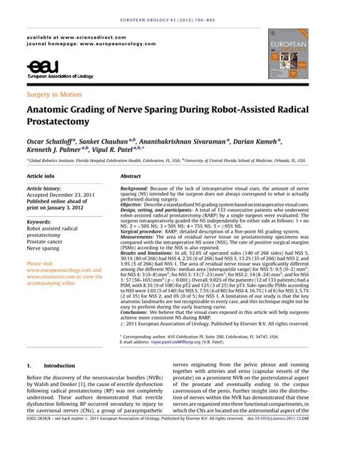 Pdf Anatomic Grading Of Nerve Sparing During Robot Assisted Radical