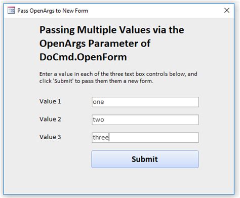 microsoft access tips passing multiple values via the