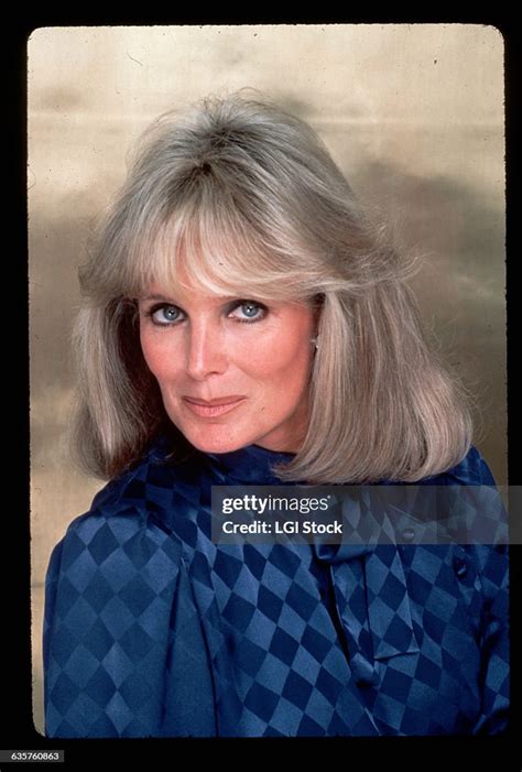 1982 Portrait Of Actress Linda Evans Wearing A Blue Silk Shirt