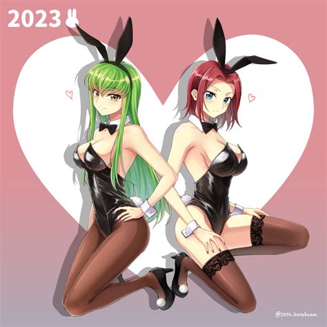 Rule 34 2girls Bunnysuit C C Code Geass Kallen Stadtfeld Setu