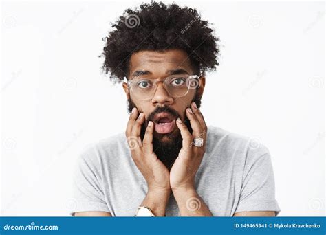 Close Up Shot Of Concerned And Worried Adult African American Bearded