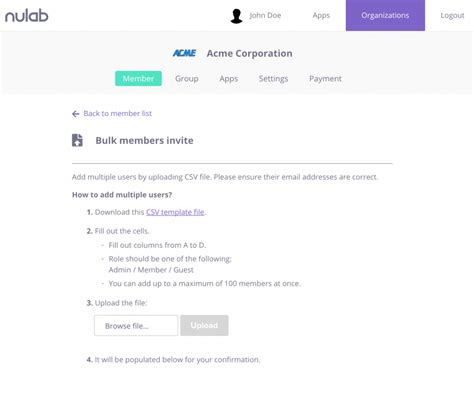 add multiple members at once with csv file importing nulab