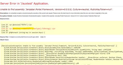 sharing 2 applications session state deserialization error for asp