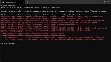 error in command add appxpackage my terminal is in administrator
