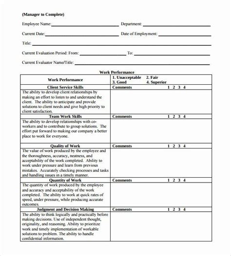 Employee Performance Review Template Word Fresh Employee Performance