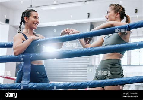 Boxing Success And Support With Fist Bump From Friends After Cardio