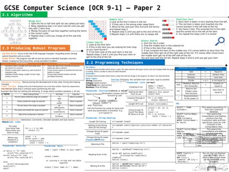 gcse ocr computer science 9 1 paper 2 revision mat teaching resources
