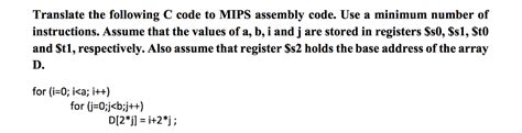 solved translate the following c code to mips assembly co
