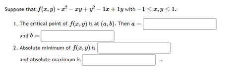 Solved Suppose That F X Y X2−xy Y2−1x 1y With −1≤x Y≤1 1