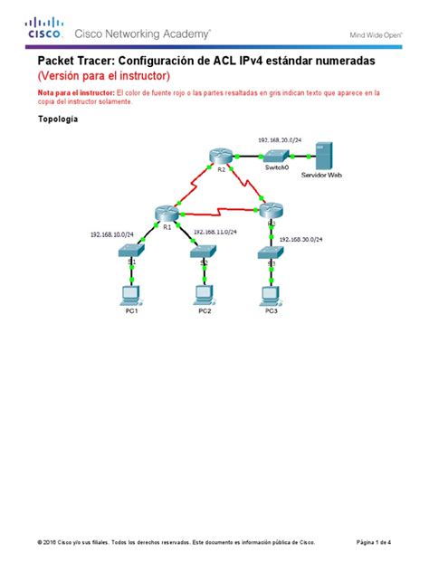 7 2 1 6 Packet Tracer Configuring Numbered Standard Ipv4 Acls