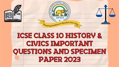 Icse History And Civics Specimen Paper 2023 Cisce Class 10 History And