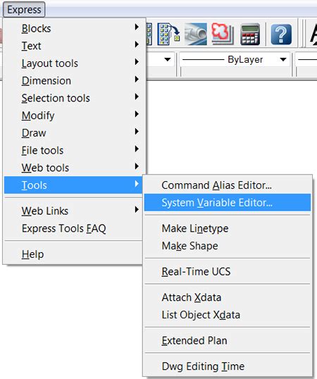 autocad system variables by