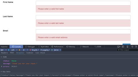 ajax form submission with customized server field validation experts