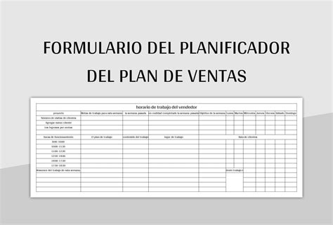 Plantilla De Formato Excel Formulario Del Planificador Del Plan De