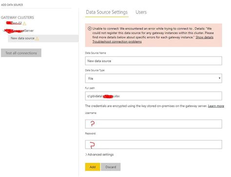 solved unable to connect datasource on premises datagate