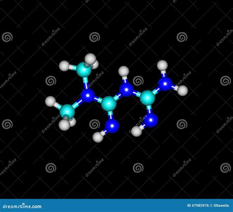 Metformin Molecule 3d Molecular Structure Ball And Stick Model