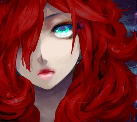 Anime Girl Red Hair Green Eyes