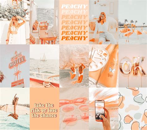 Peach Aesthetic Wall Collage Light Colors Wall Collage Kit Etsy