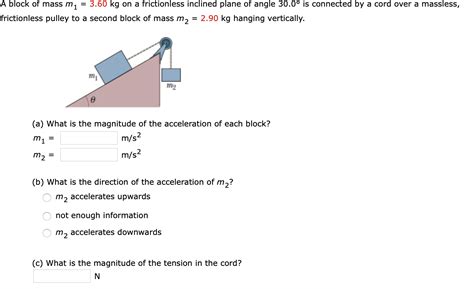 Solved A Block Of Mass M1 3 60 Kg On A Frictionless
