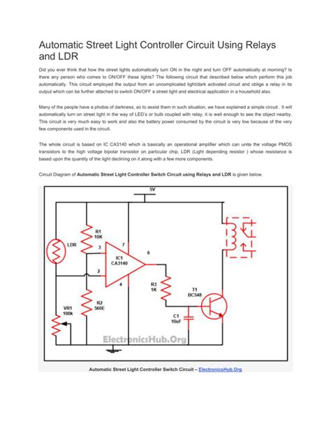 Automatic Street Light Controller Circuit Using Relays And Ldr