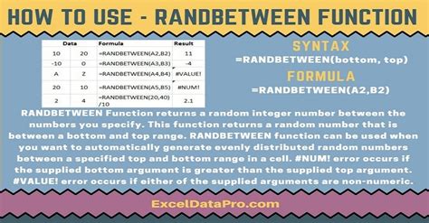 how to use randbetween function exceldatapro