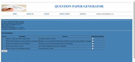 question paper generator in php with source code source code and projects