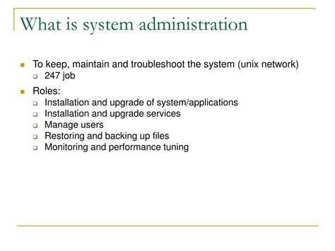 Ppt Overview Of Unix System Administration Powerpoint Presentation