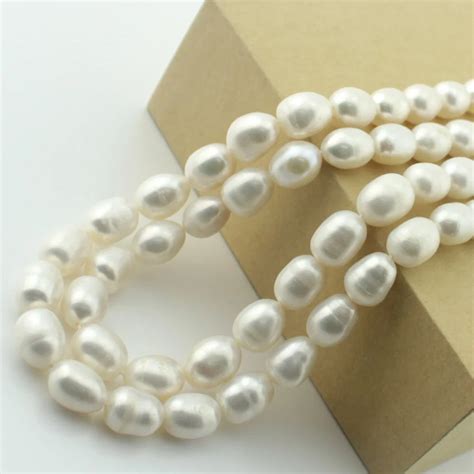 Real Natural White Big Freshwater Pearl Necklace Oval Shape Pearl