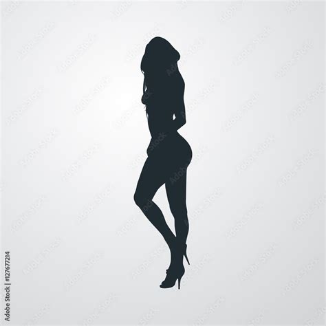 Icono Plano Silueta Mujer Sexy En Fondo Degradado Stock Vektorgrafik