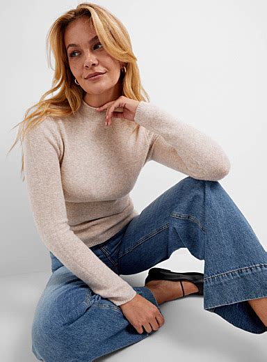 Rolled Mock Neck Soft Sweater Contemporaine Shop Womens