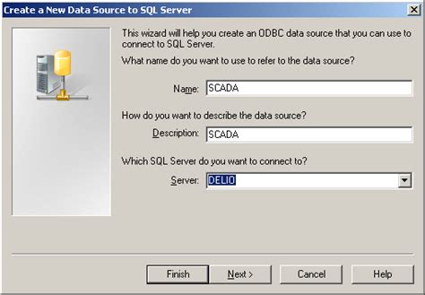 tutorial for creating an odbc connection with sqlserver elipse