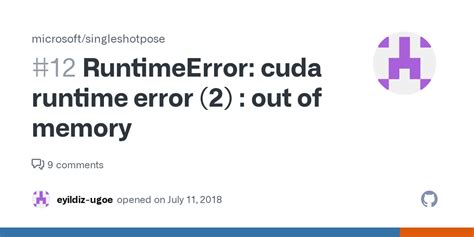 runtimeerror cuda runtime error 2 out of memory · issue 12