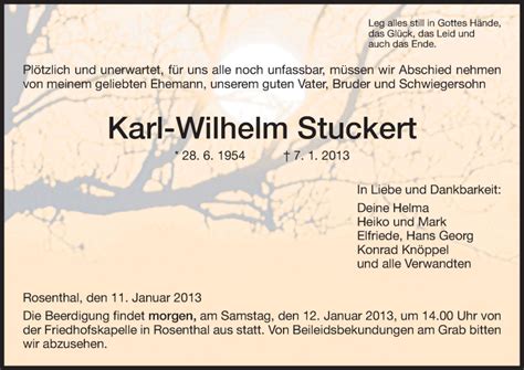 traueranzeigen von karl wilhem stuckert trauer hna de