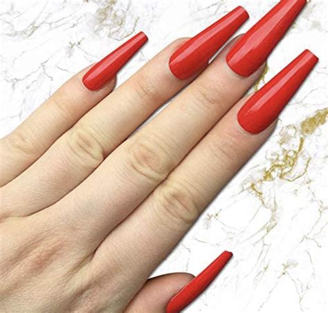 Allkem Hot Red 2 Set Bundle Extra Long Ballerina Press On