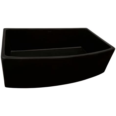 Ruvati 33 Inch Fireclay Black Farmhouse Kitchen Sink Bow Front Curved