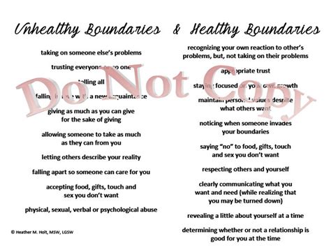 Healthy And Unhealthy Boundaries Skills Worksheet Etsy