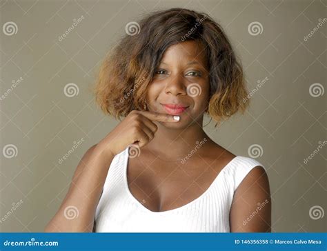 Portrait Of Young Happy And Beautiful Black African American Woman