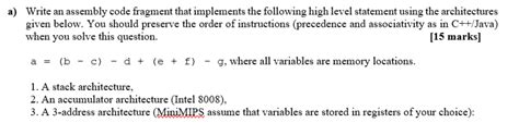 solved write assembly code fragment implements following high level
