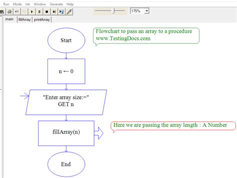 how to pass an array in raptor flowchart