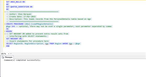 create stored procedure that accepts parameters in sql server