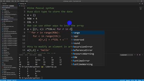 create 2d array in python that we access array elements like pascal