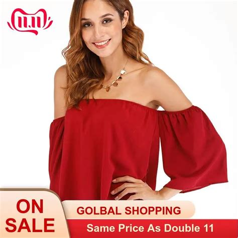 Women Summer Off Shoulder Chiffon Blouses Ruffles Short Sleeves Sexy