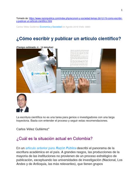 Cómo Escribir Y Publicar Un Artículo Científico Pdf Revistas